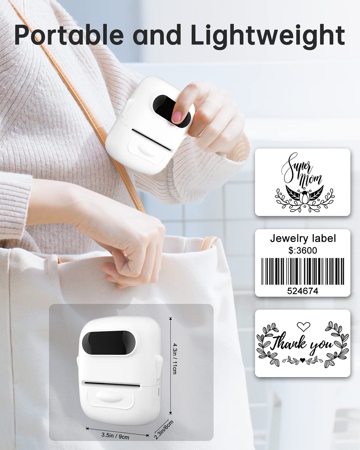 Label Maker Machine with Tape P50 - 2 Inch Portable Barcode Label Printer, Bluetooth Label Stickers Machine for Clothing, Jewelry, Retail, Address, Barcode, QR Code, Home, Office