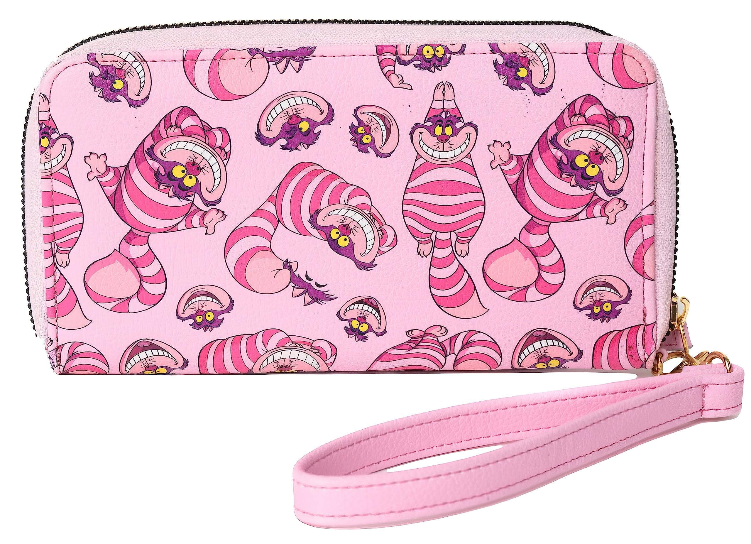 Disney Wallet Wristlet Zip Clutch Faux Leather (Cheshire Cat Pink)