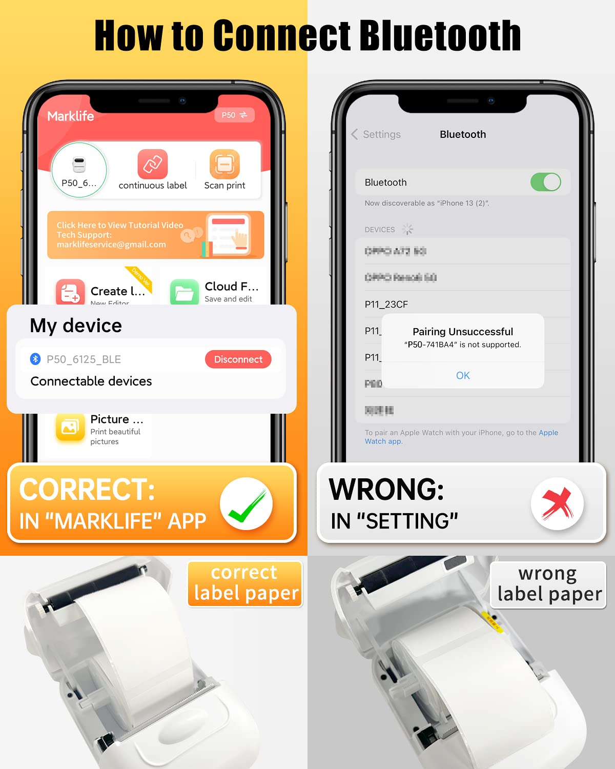 Label Maker Machine with Tape P50 - 2 Inch Portable Barcode Label Printer, Bluetooth Label Stickers Machine for Clothing, Jewelry, Retail, Address, Barcode, QR Code, Home, Office