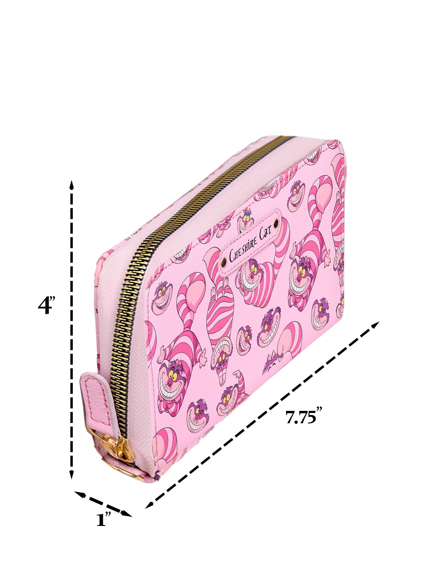 Disney Wallet Wristlet Zip Clutch Faux Leather (Cheshire Cat Pink)