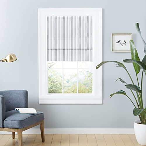 Exclusive Home Ricardo Total Blackout Roman Shade, 31"x64", Black