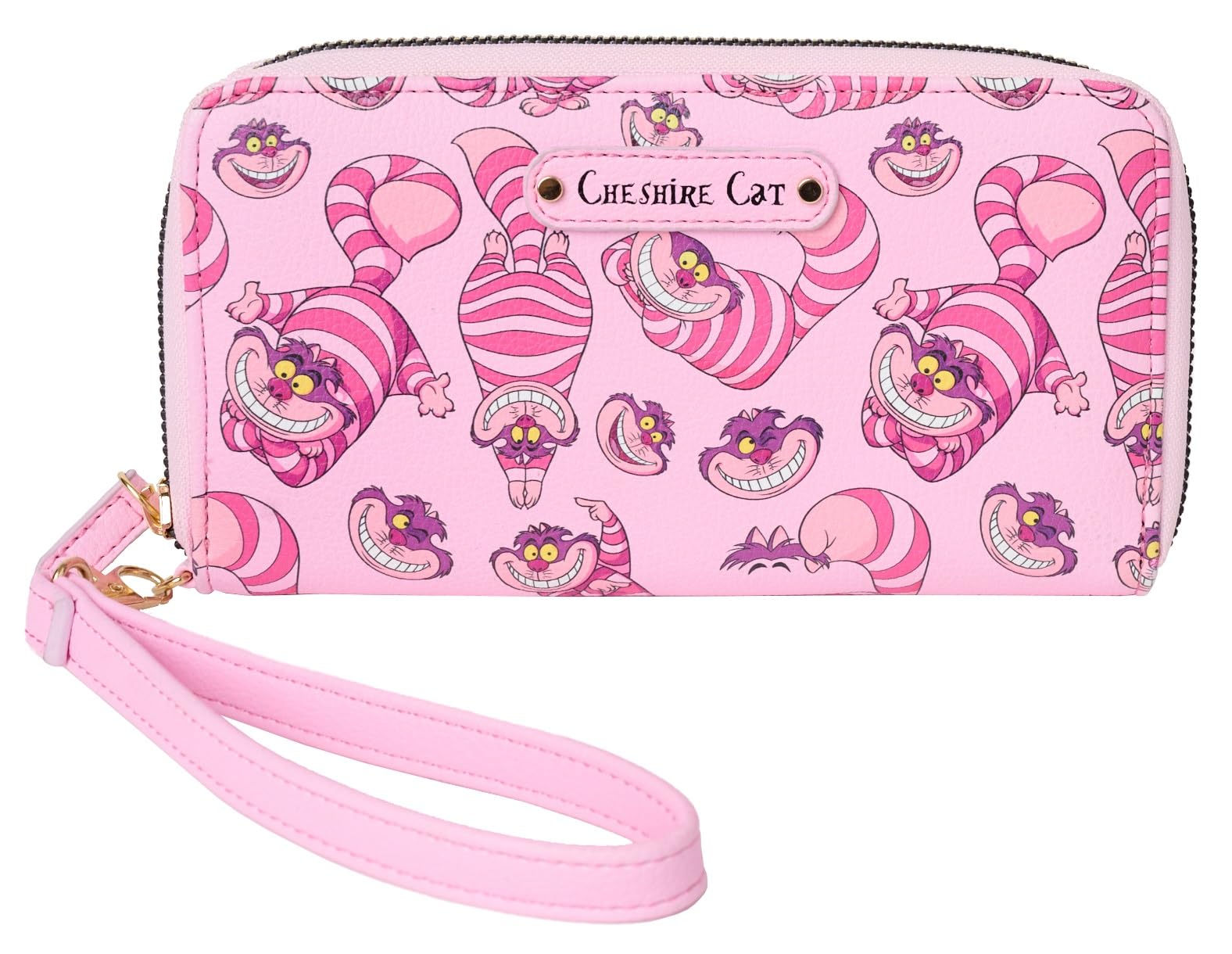 Disney Wallet Wristlet Zip Clutch Faux Leather (Cheshire Cat Pink)
