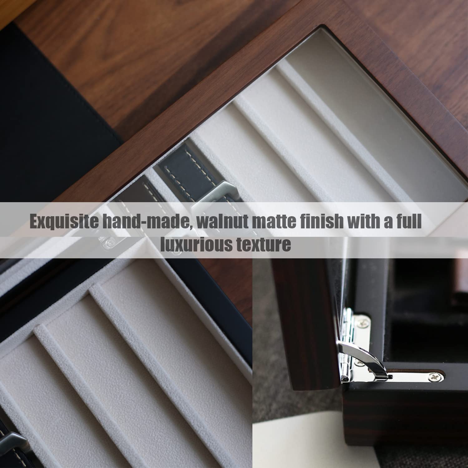 Besforu Knife Display Case Organizer storage 8 pocket knives, Folding Knife Holder with Real Glass Window Top, Pocket knife collection box for men gift (Walnut Veneer 8 slot)