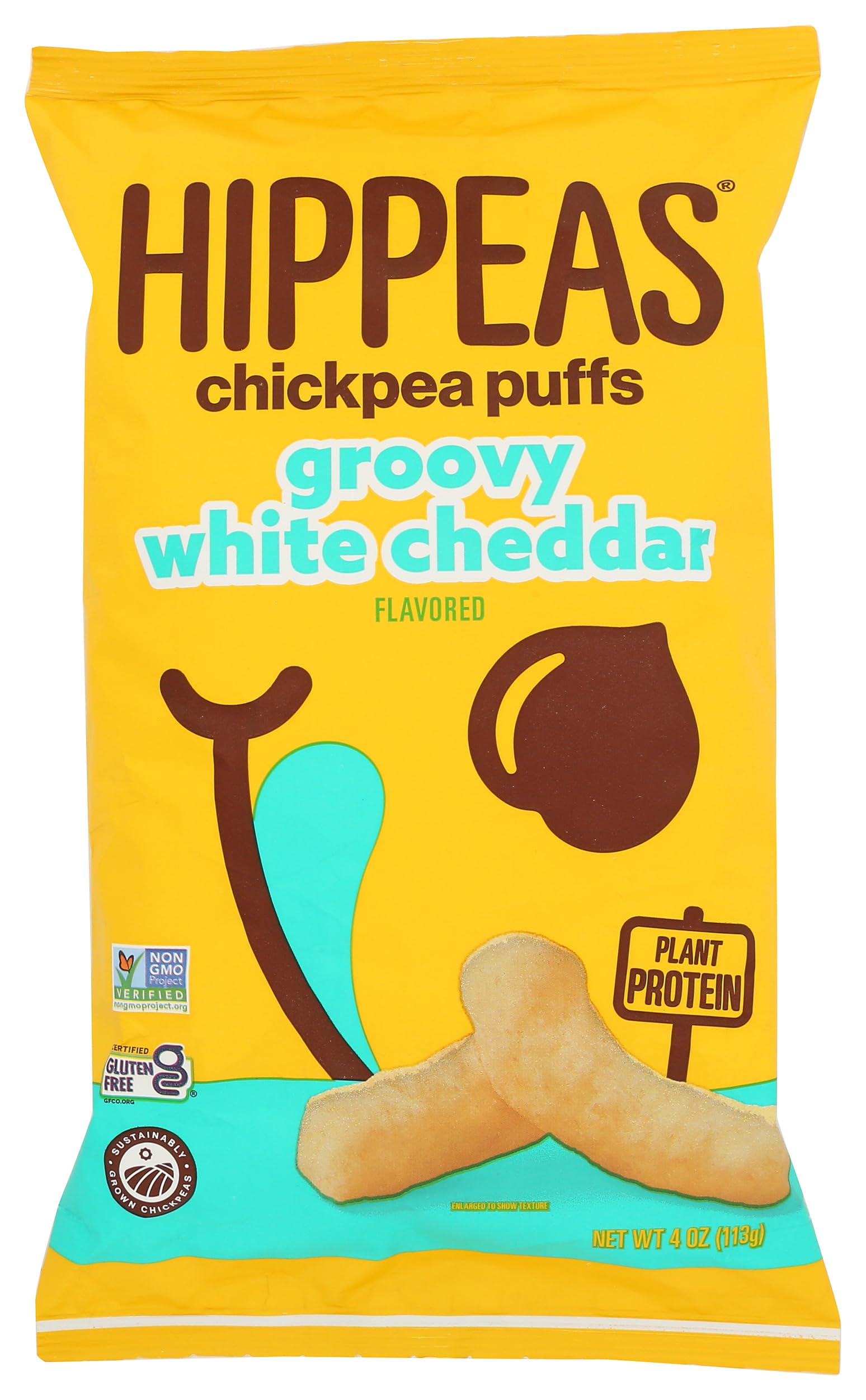 Hippeas Chickpea Puffs, Vegan White Cheddar, 4 Ounce (Pack of 1), 4g Protein, 3g Fiber, Vegan, Gluten-Free, Crunchy, Plant Protein Snacks