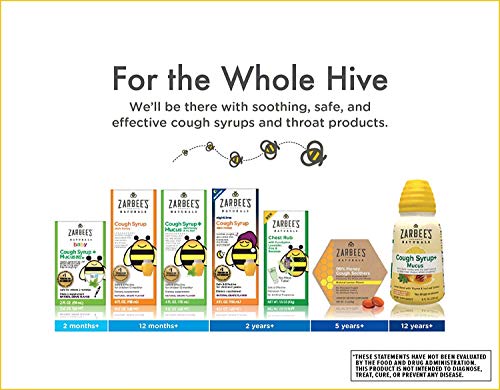 Zarbee's Children's Cough Syrup + Mucus with Dark Honey, Vitamin C, Zinc & Ivy Leaf Extract, Drug & Alcohol-Free, Cherry Flavor, 2Fl Oz