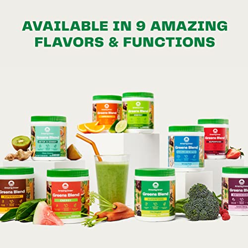 Amazing Grass Greens Blend Superfood: Super Greens Powder Smoothie Mix with Organic Spirulina, Chlorella, Beet Root Powder, Digestive Enzymes & Probiotics, Original, 30 Servings