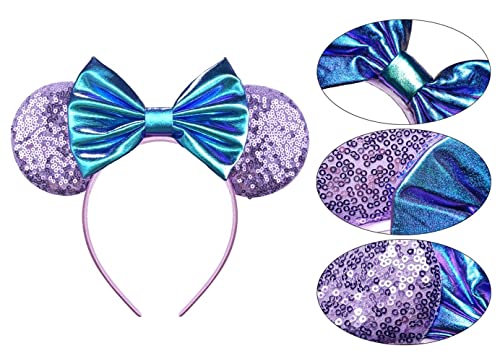 TUTKIMUS Mouse Ears for Women, Classic Sequin Headbands Suitable Amusement Park Trips Cosplay Costume Princess Decoration Party Favors