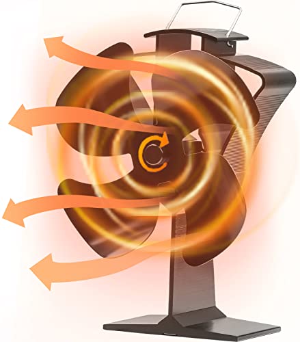 HAWCAFU Wood Stove Fan 4 Blades Fireplace Fan Heat Stove Fan Pellet Stove Fan for Fireplace/Burner/Logs/Fireplace