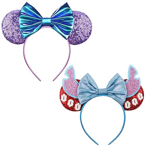 TUTKIMUS Mouse Ears for Women, Classic Sequin Headbands Suitable Amusement Park Trips Cosplay Costume Princess Decoration Party Favors