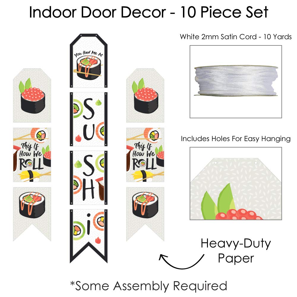 Big Dot of Happiness Let’s Roll - Sushi - Hanging Vertical Paper Door Banners - Japanese Party Wall Decoration Kit - Indoor Door Decor