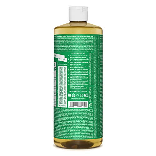 Dr. Bronner's - Pure-Castile Liquid Soap (Almond, 32 Ounce, 2-Pack) - Made with Organic Oils, 18-in-1 Uses: Face, Body, Hair, Laundry, Pets and Dishes, Concentrated, Vegan, Non-GMO