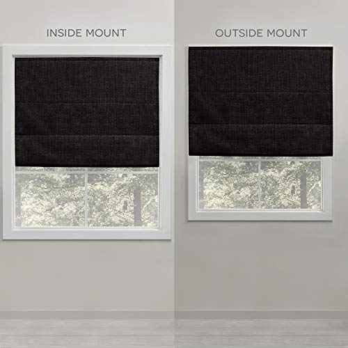Exclusive Home Curtains Acadia 100% Blackout Polyester Roman Shade, 34"x64", Black