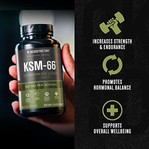 Ashwagandha Root Extract (KSM-66 Ashwagandha) w/ 5% Withanolides - Supplement for Natural Stress Relief, Cognitive Function, Vitality, and Mood Support - 60 Veggie Capsules