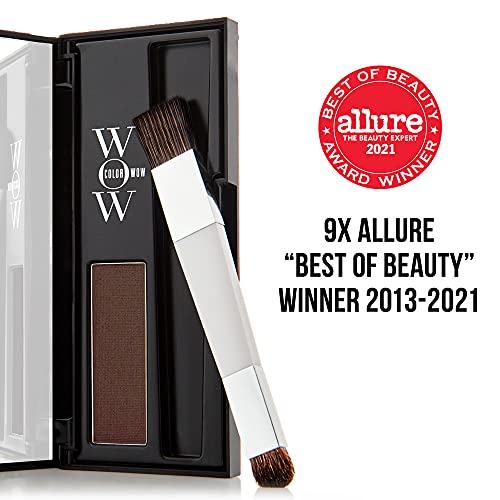 Color Wow Root Cover Up, Medium Brown - Instantly cover greys + touch up highlights, create thicker looking hairlines, water resistant, sweat resistant - No mess multi award winning root touch up