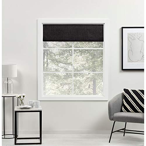 Exclusive Home Curtains Acadia 100% Blackout Polyester Roman Shade, 34"x64", Black