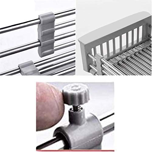 CARNAVAL Retractable Stainless Steel Sink Strainer Drain, Telescopic Drain Basket with Adjustable Armrest, Kitchen Rack Drain Basket, Over The Sink Dish Drying Rack.