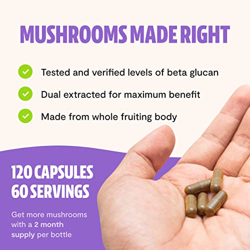 FreshCap Lion's Mane Mushroom Supplement - Natural Nootropic for Brain Health, Cognition and Mood- Two Month Supply (120 Capsules) - Organic and Dual Extracted 1000 mg