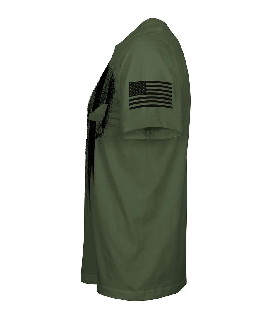 Fantastic Tees USA American Skull Patriotic Shirts for Men T-Shirt (Military Green, L)