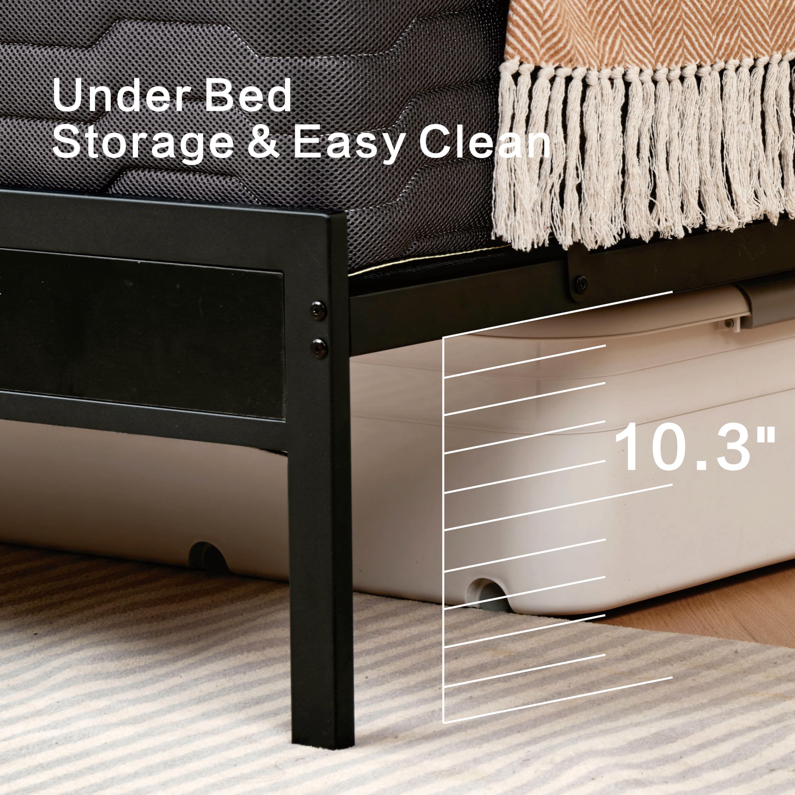 Z-hom Full Bed Frame with LED Lights Headboard, Full Size Heavy Duty Metal Hybrid Bed Frame Bed Base, Sturdy Upholstered Wooden Full Platform Bed with Charging Ports & Storage Shelves