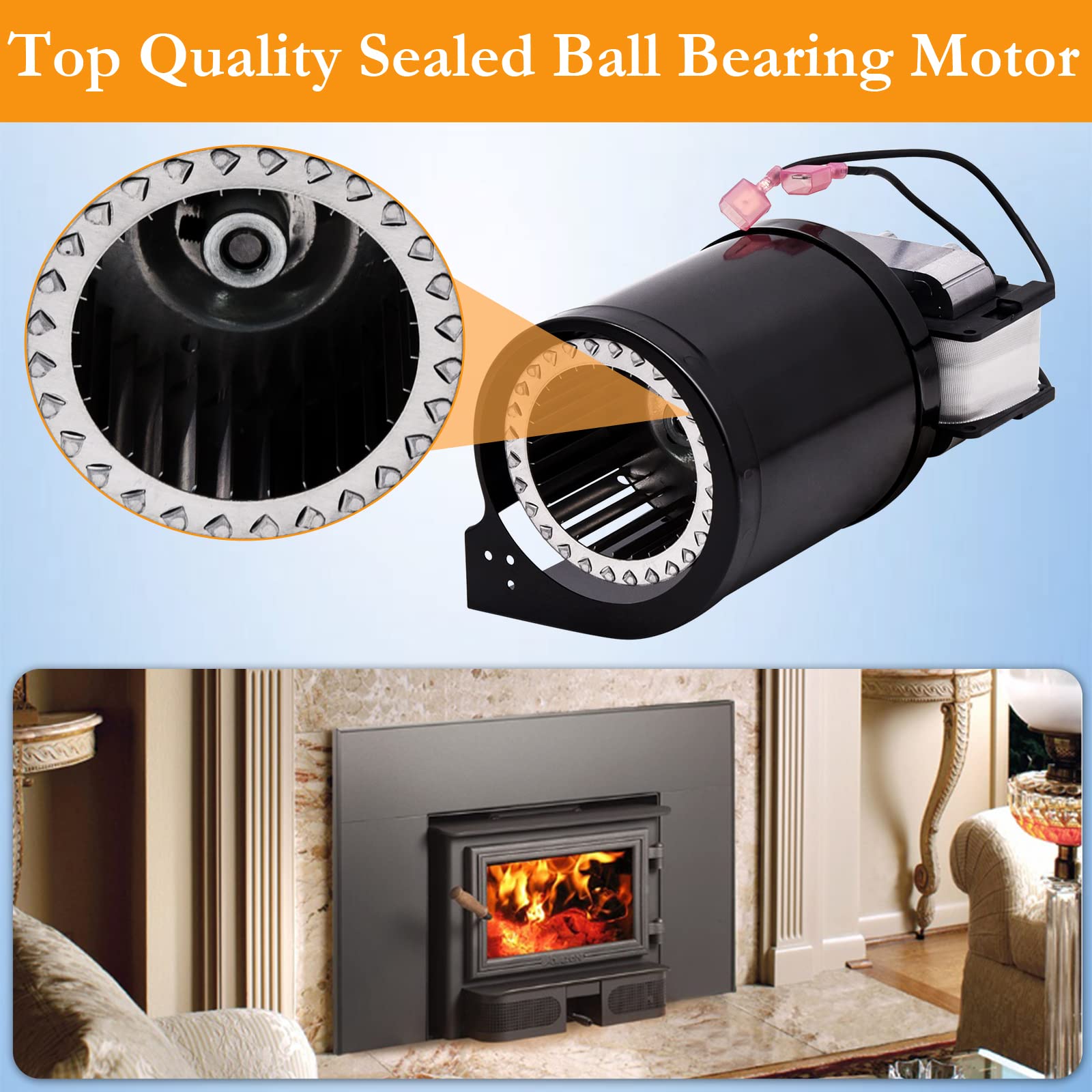 Criditpid Wood Stove Front Blower Motor for Avalon 99000137, Olympic & Rainier, Front Blower Fan for Lopi 99000123, Freedom, Answer & Revere. (Left Side)