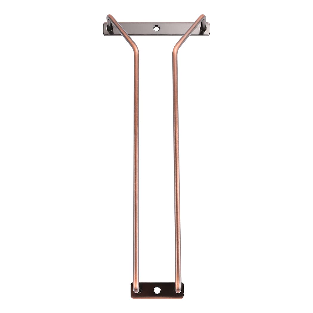 Dianoo 27.5cm Bronze Wine Glass Rack Under Cabinet, Gold Wine Glass Holder Under Shelf, Stemware Rack, Wine Glasses Storage Hanger, 1 Row