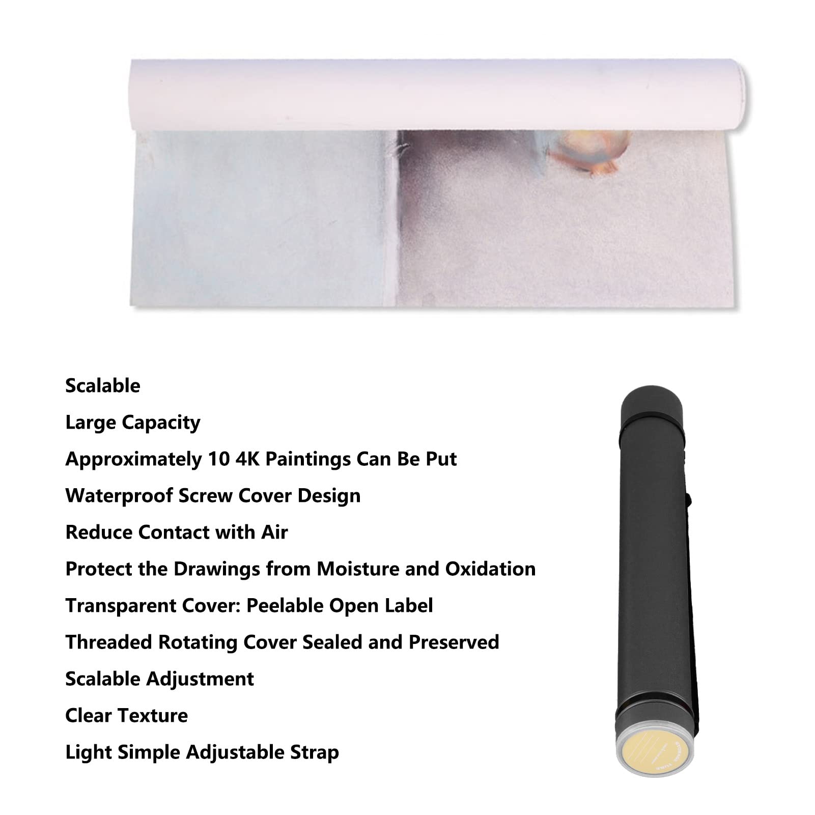 Blueprint Tube, Poster Storage Tube Waterproof Moistureproof Large Capacity Environmentally Friendly Plastic with Strap for Outdoor for Storage for Travel(Yellow)