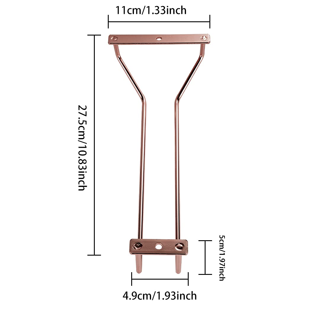 Dianoo 27.5cm Bronze Wine Glass Rack Under Cabinet, Gold Wine Glass Holder Under Shelf, Stemware Rack, Wine Glasses Storage Hanger, 1 Row