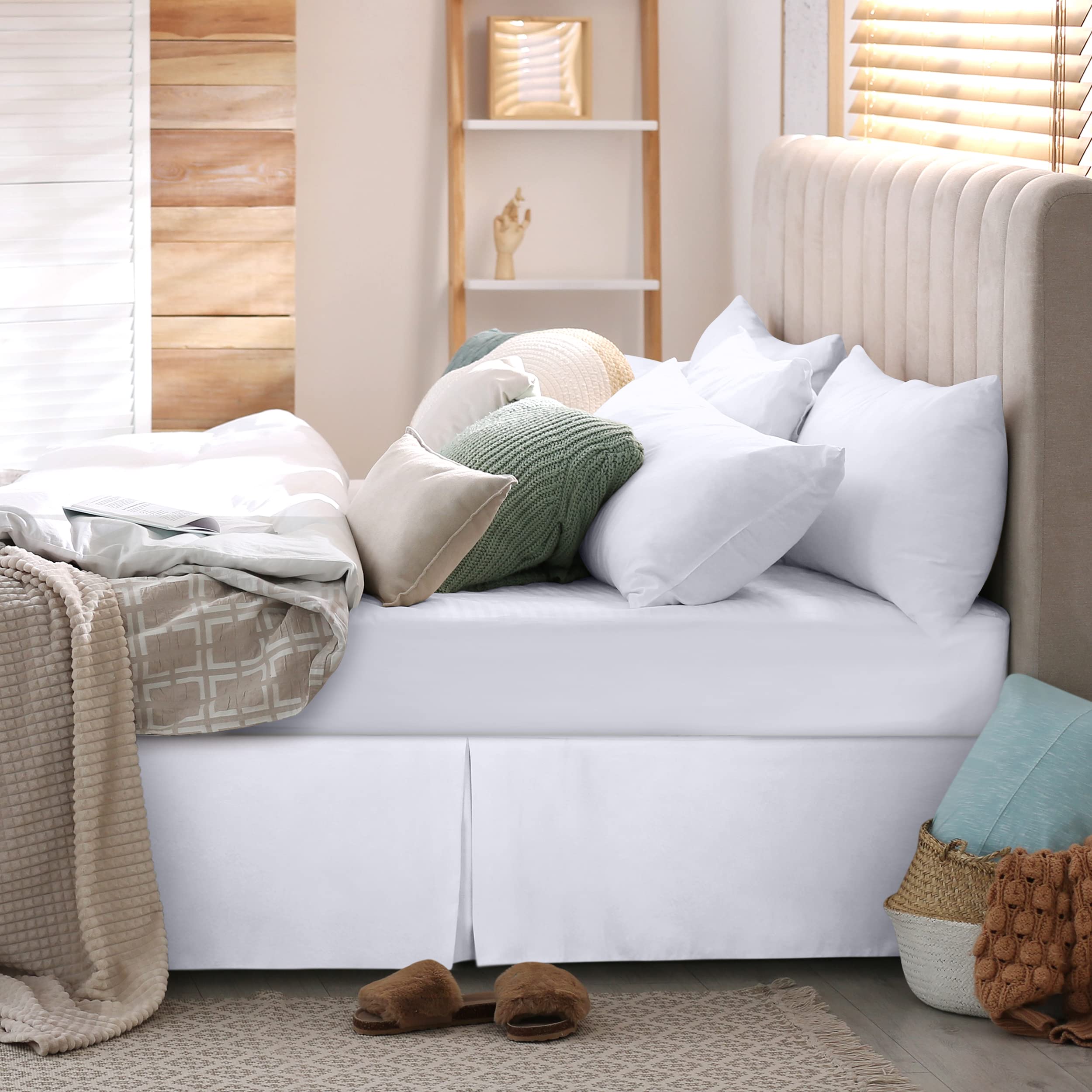 Utopia Bedding Full Bed Skirt - Soft Quadruple Pleated Ruffle - Easy Fit with 16 Inch Tailored Drop - Hotel Quality, Shrinkage and Fade Resistant (Full, White)