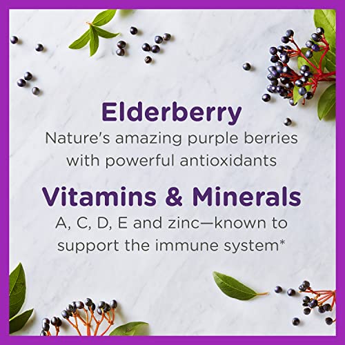 Zarbee's Elderberry Gummies for Kids with Vitamin C, Zinc & Elderberry, Daily Childrens Immune Support Vitamins Gummy for Ages 2 and Up, Natural Berry Flavor, 21 Count