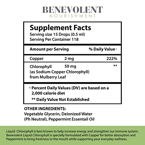 Chlorophyll Liquid Drops β Energy Boost | Immune System Support | Internal Deodorant | Altitude Sickness. Premium Quality β 100% Natural, Potent, Minty Taste, 2X Absorption.