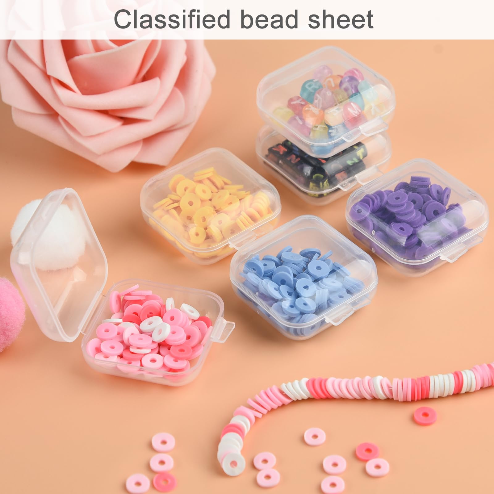 Mototo 120 Pieces Mini Plastic Jewelry Box Clear Storage Box Small Storage Containers with Hinged Lids for Beads Jewelry Earrings Chains Earplugs Craft, 1.4 x 1.4 x 0.7 Inches