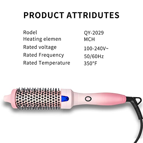 K&K 1.5 Inch Heated Curling Comb Ceramic Tourmaline Ionic Curling Iron Volumizing Brush Quick Heating Makes Hair Silky Smooth Dual Voltage Travel-Friendly Straightening Comb Round Design