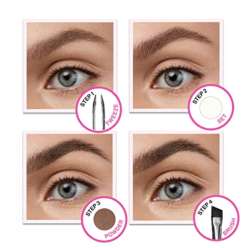 Wet N Wild Ultimate Eyebrow Makeup Kit, Eyebrow Powder Dark Brown, Brow Hair Removal Tweezers, Wax, Brush