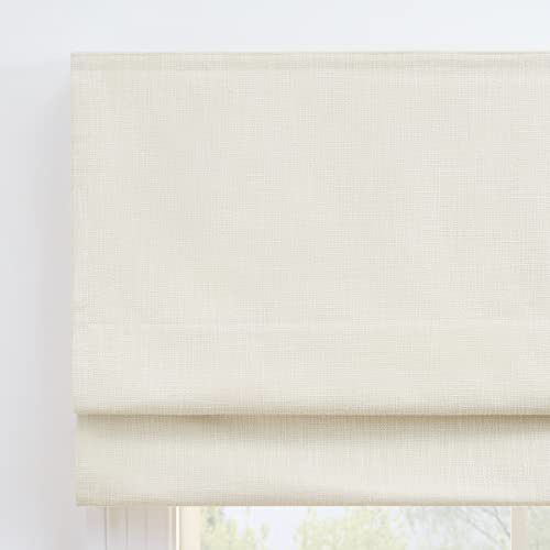 Eclipse Drew Noise Reducing Blackout Cordless Lined Window Roman Shade for Living Room, 31 in x 64 in, Ivory