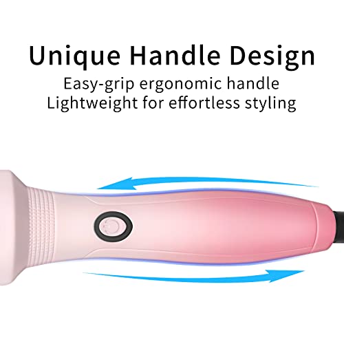 K&K 1.5 Inch Heated Curling Comb Ceramic Tourmaline Ionic Curling Iron Volumizing Brush Quick Heating Makes Hair Silky Smooth Dual Voltage Travel-Friendly Straightening Comb Round Design