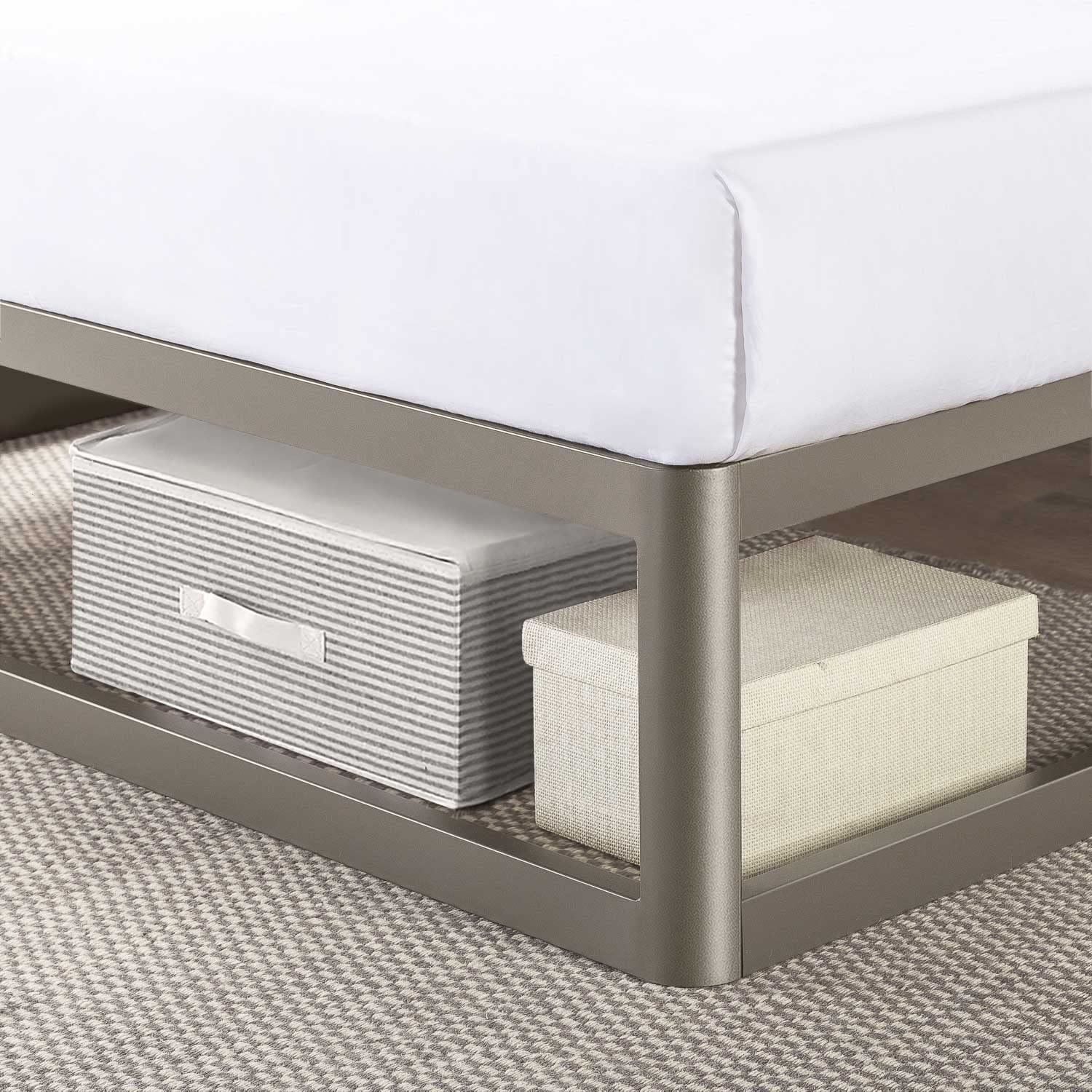 Mellow 9" Metal Platform Bed Frame w/Heavy Duty Steel Slat Foundation, Full, Grey