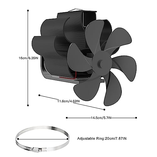 fanverk Wood Chimneys Stove Fan, Pipe Fireplace Fan - Heat Powered, 6 Blades, Increases Warm Air Circulation by 80% Compared to 4 Blade Fans - Suitable for Wood/Log Burner/Fireplace