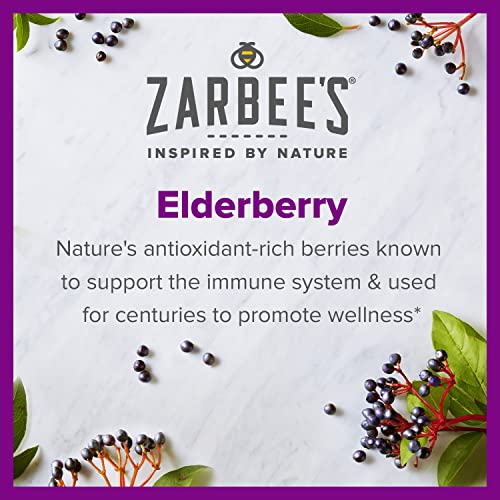 Zarbee's Gummy Daily Immune Support Supplement With Vitamins A, C, D, E & Zinc, Black Elderberry Fruit Extract, Natural Berry Flavor, 60 Count