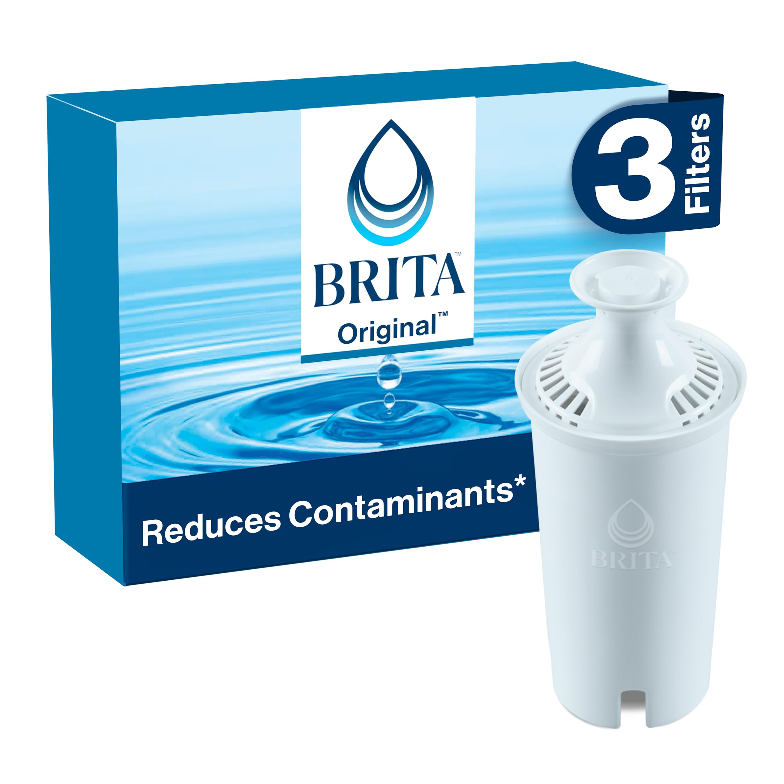 Brita Standard Water Filter Replacements for Pitchers and Dispensers, Lasts 2 Months, Reduces Chlorine Taste and Odor, 3 Count