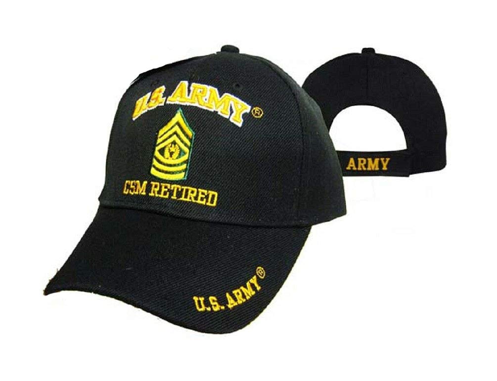 Army Retired Military Black Embroidered Cap Hat 560G