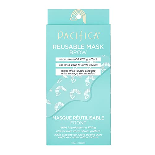 Pacifica Beauty | Reusable Brow Mask | 100% Silicone | Vacuum Seal & Lifting Effect | Minimize Fine Lines + Wrinkles | Pair with Serum | Storage Tin Included | Vegan + Cruelty Free