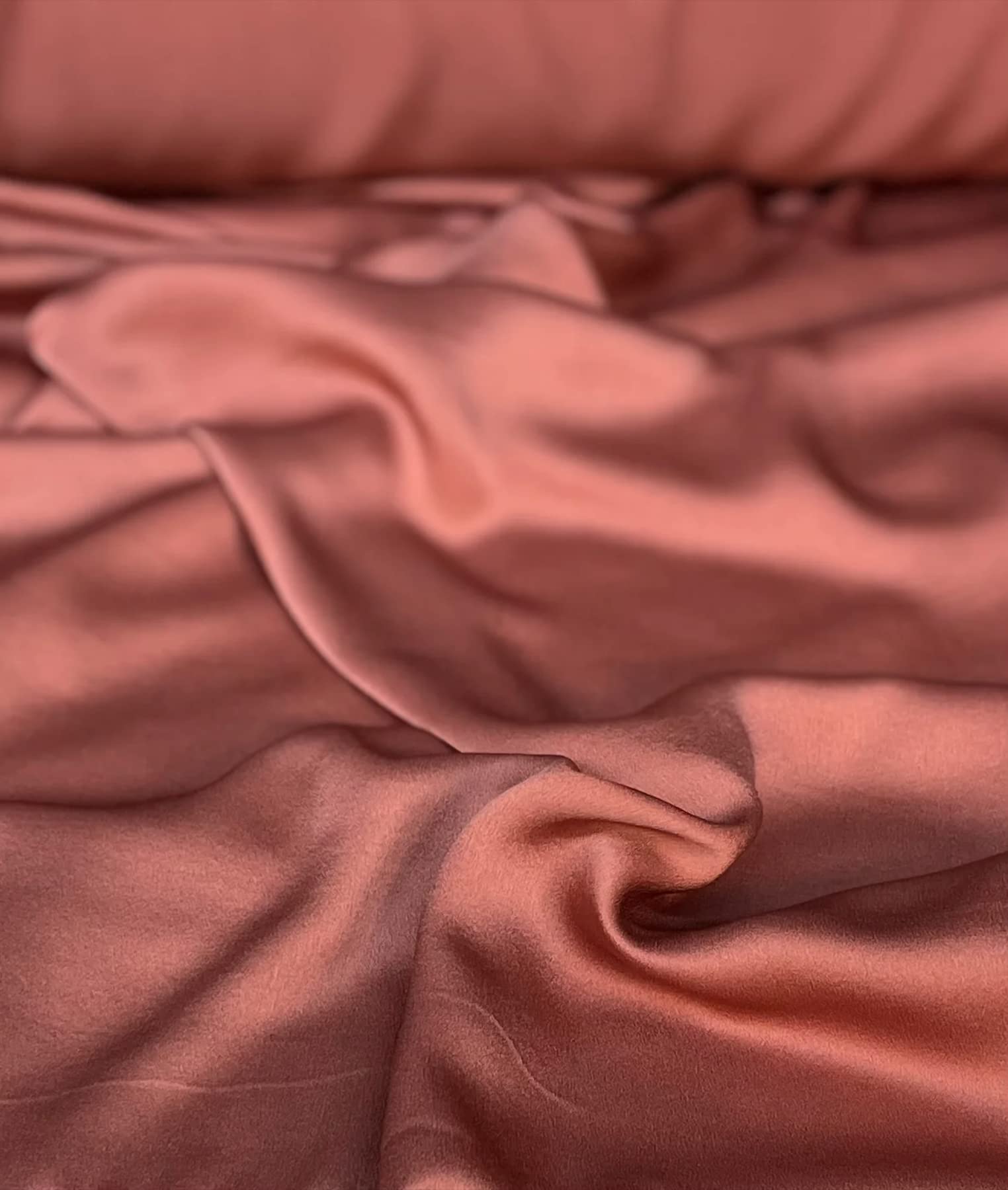 Stretch Georgette Silk - Red Clay - Designer - Fabric by The Yard