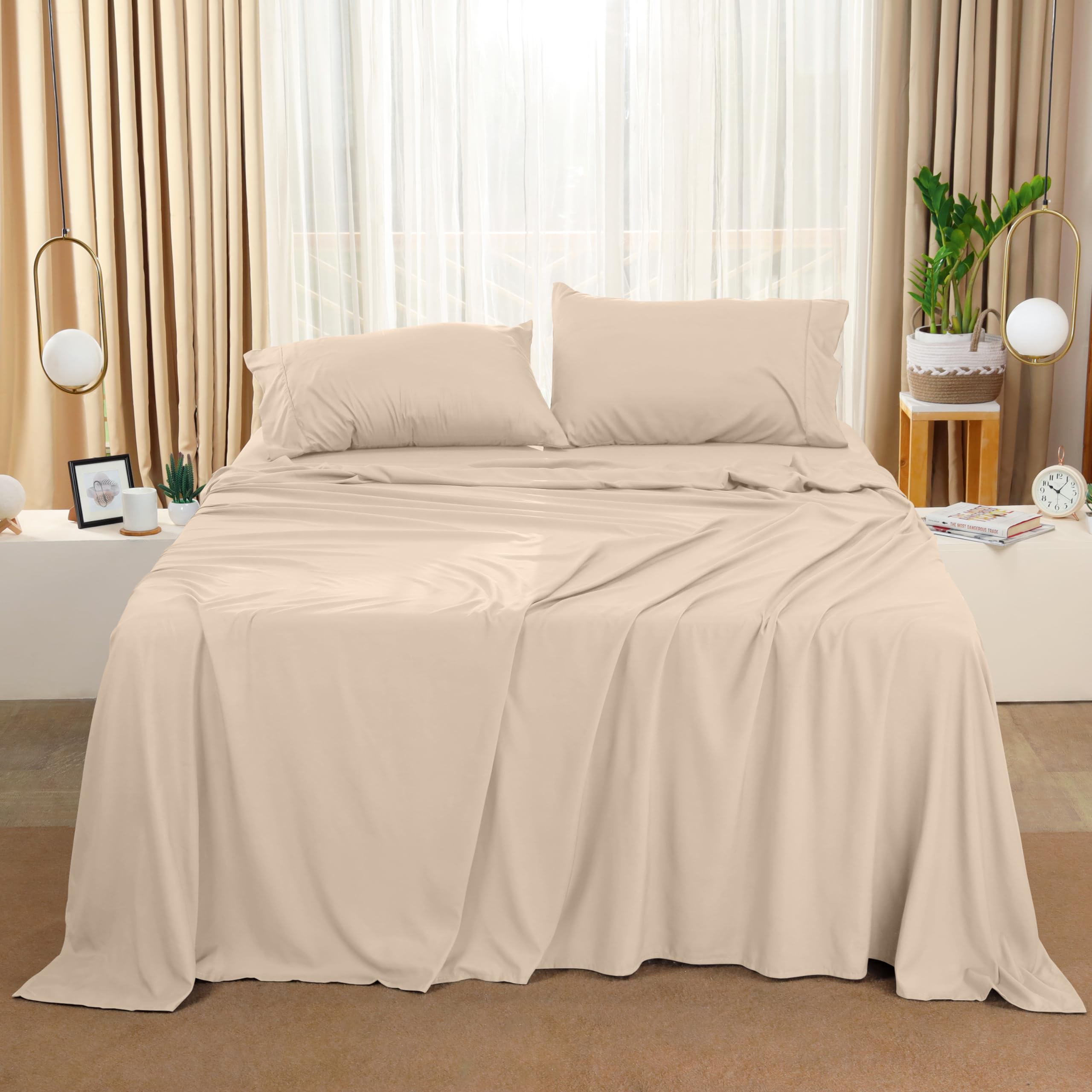Utopia Bedding Full Bed Sheets Set - 4 Piece Bedding - Brushed Microfiber - Shrinkage and Fade Resistant - Easy Care (Full, Beige)
