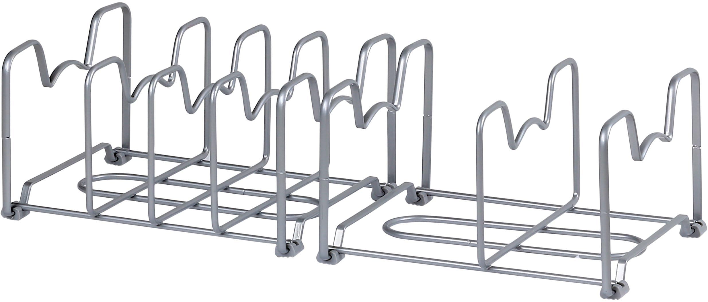 SimpleHouseware 2PK Kitchen Cabinet Pan and Pot Lid Organizer Rack, Total 6 Compartments, Silver