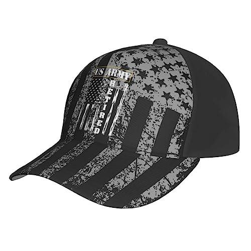 Tavos Army Retired American Flag Trucker Hat for Men - Baseball Snapback Cap Outdoors American Flag
