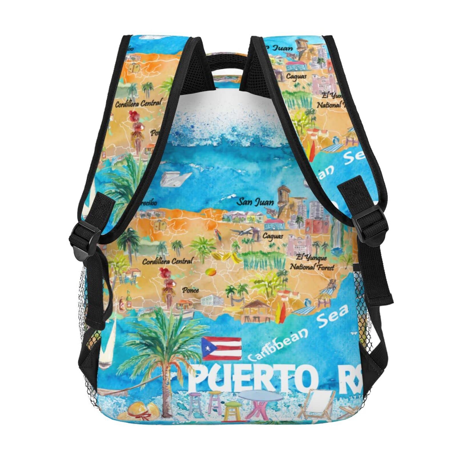 Funny Puerto Rico Flag Backpacks Laptop School Book Bag Lightweight Casual Daypack for Men Women Teens