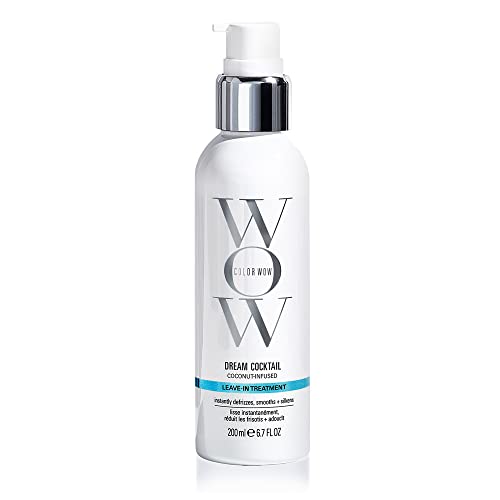 Color Wow Dream Cocktail Coconut Infused – No frizz leave in conditioner turns dry, damaged hair to silk in a single blow dry; Coconut oil complex detangles, silkens; heat protection; closes cuticles