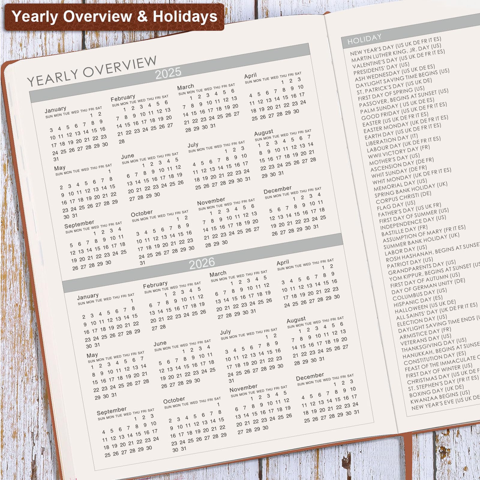 2023 Planner - Weekly & Monthly Planner 2023, 8.5" x 11", Jan 2023 - Dec 2023, Pen Holder, Calendar Stickers, Pocket, 25 Notes Pages, Faux Leather Cover, 2 Book Marks, A4 Premium Paper - Brown
