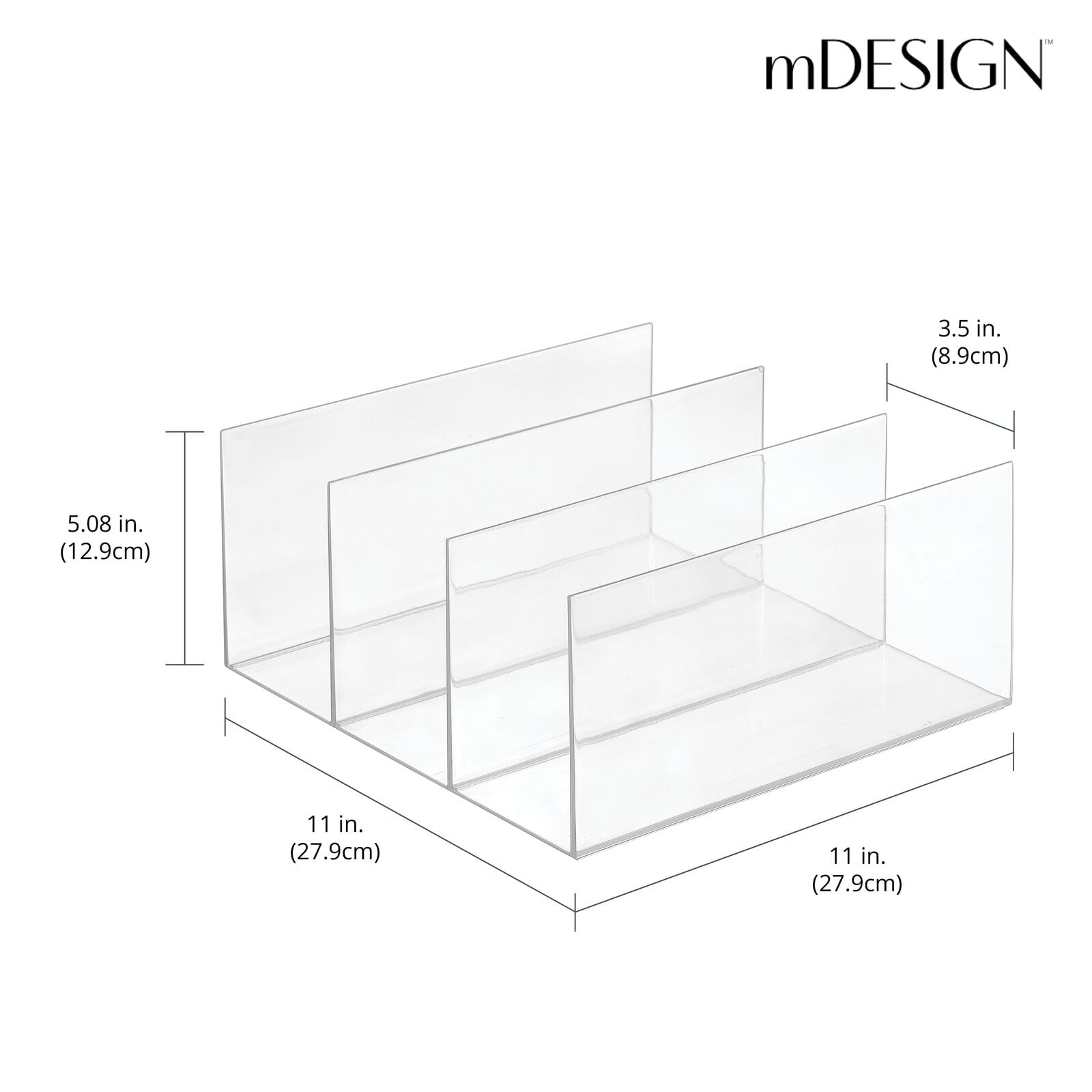 mDesign Plastic Purse/Handbag Organizer - Closet Divided Storage for Bags, Clutches, Wallets, Wristlets - Space-Saving Bedroom and Cabinet Organization - Lumiere Collection - 4 Pack - Clear