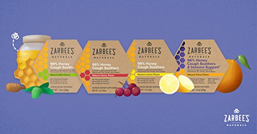 Zarbee's Naturals 96% Honey Cough Soothers + Mucus with Ivy Leaf Extract, Lemon Menthol Flavor,16.8 Oz,14 Count